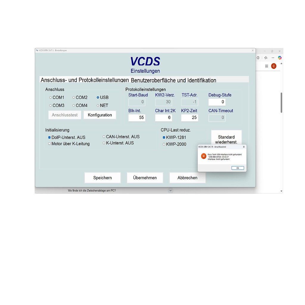 Interface wird nicht gefunden - Allgemein - VCDS.de Forum